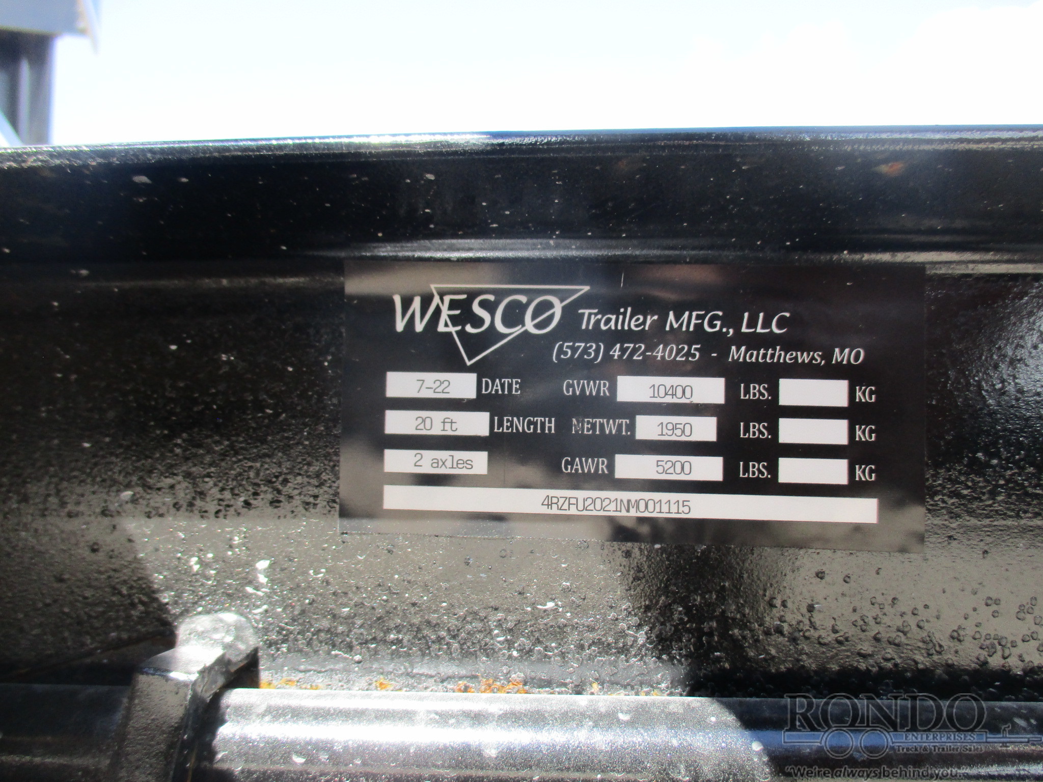 2022 Wesco 82x20' Utility :: Rondo Trailer